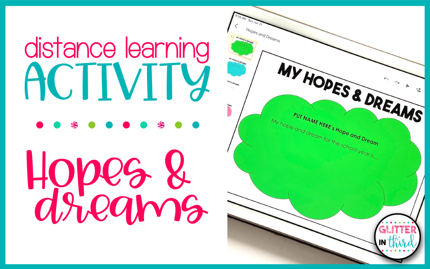 Create excitement for the year using hopes and dreams - Glitter in Third