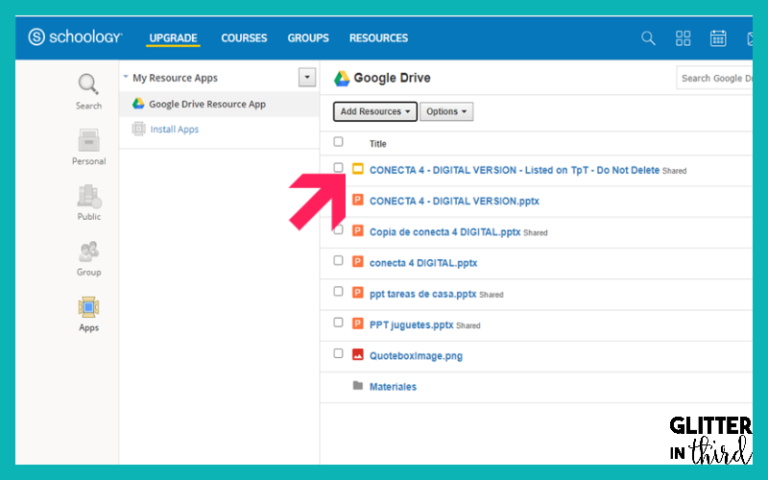 How to Upload Google Resources on Schoology - Glitter in Third