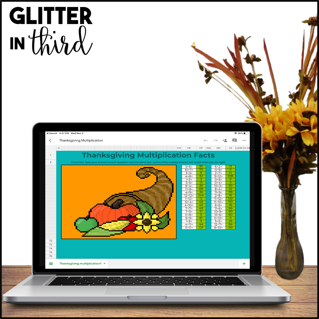 Need a FREE Digital Thanksgiving Multiplication Activity? - Glitter in ...