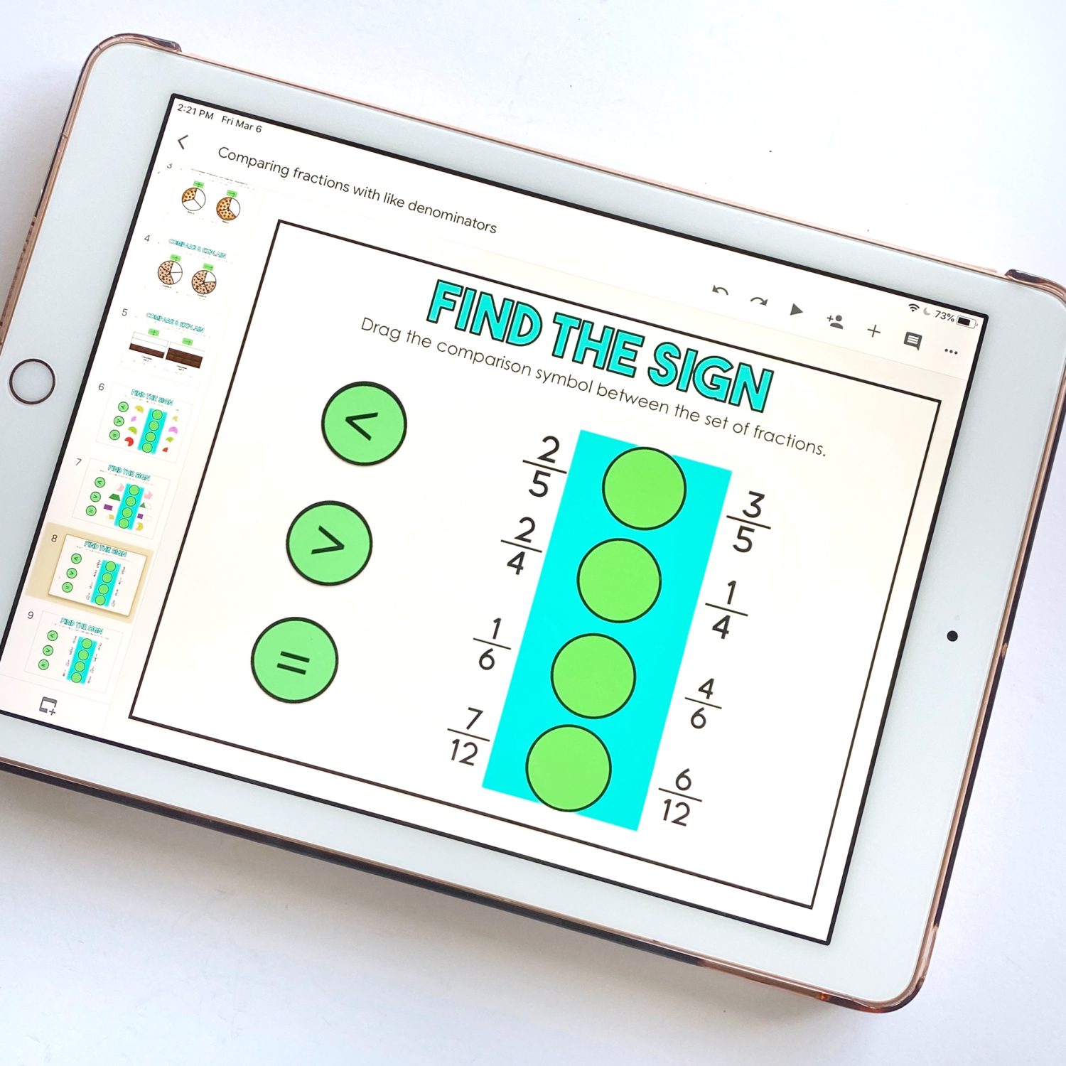 Digital Activities for Comparing Fractions - Glitter in Third