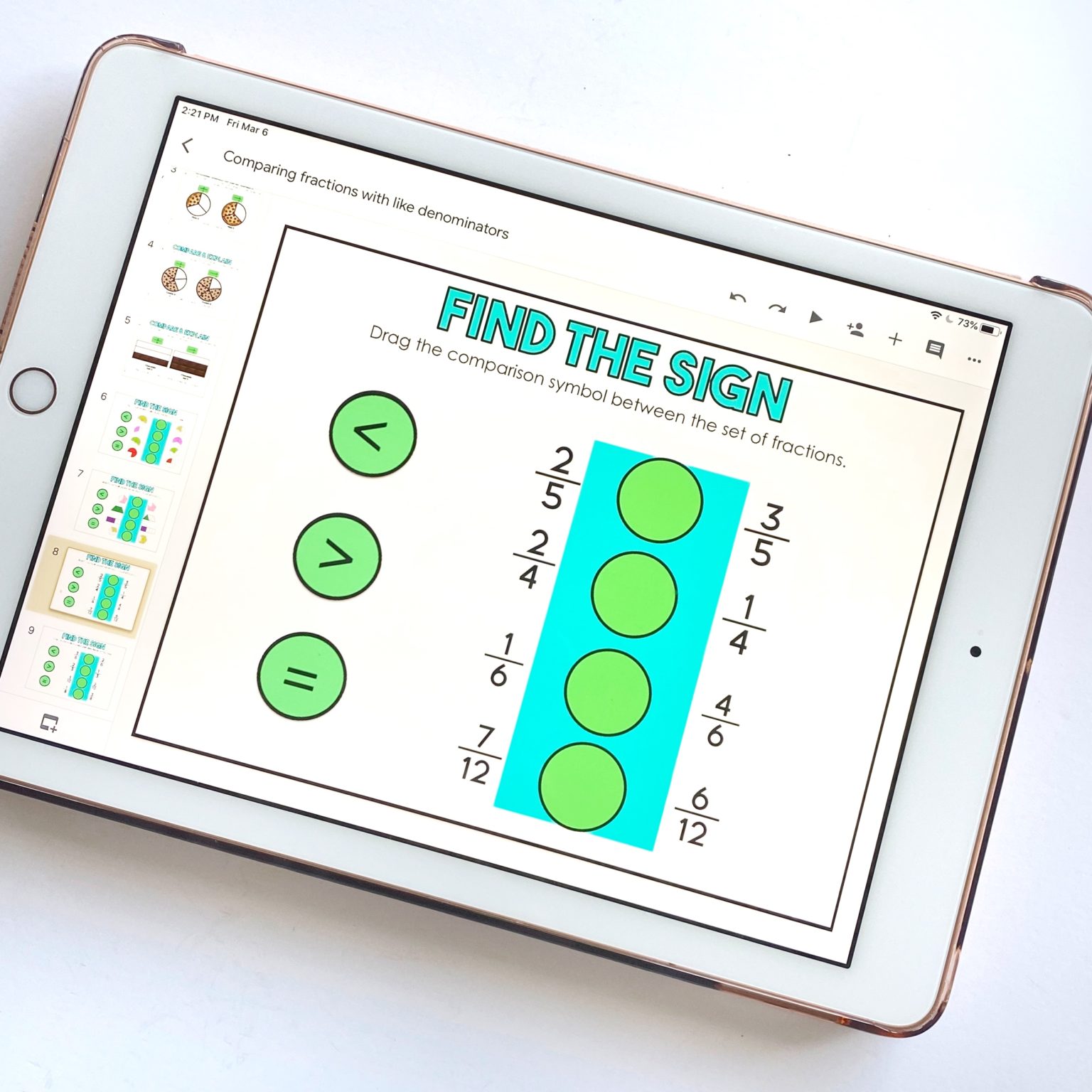 Digital Activities for Comparing Fractions - Glitter in Third