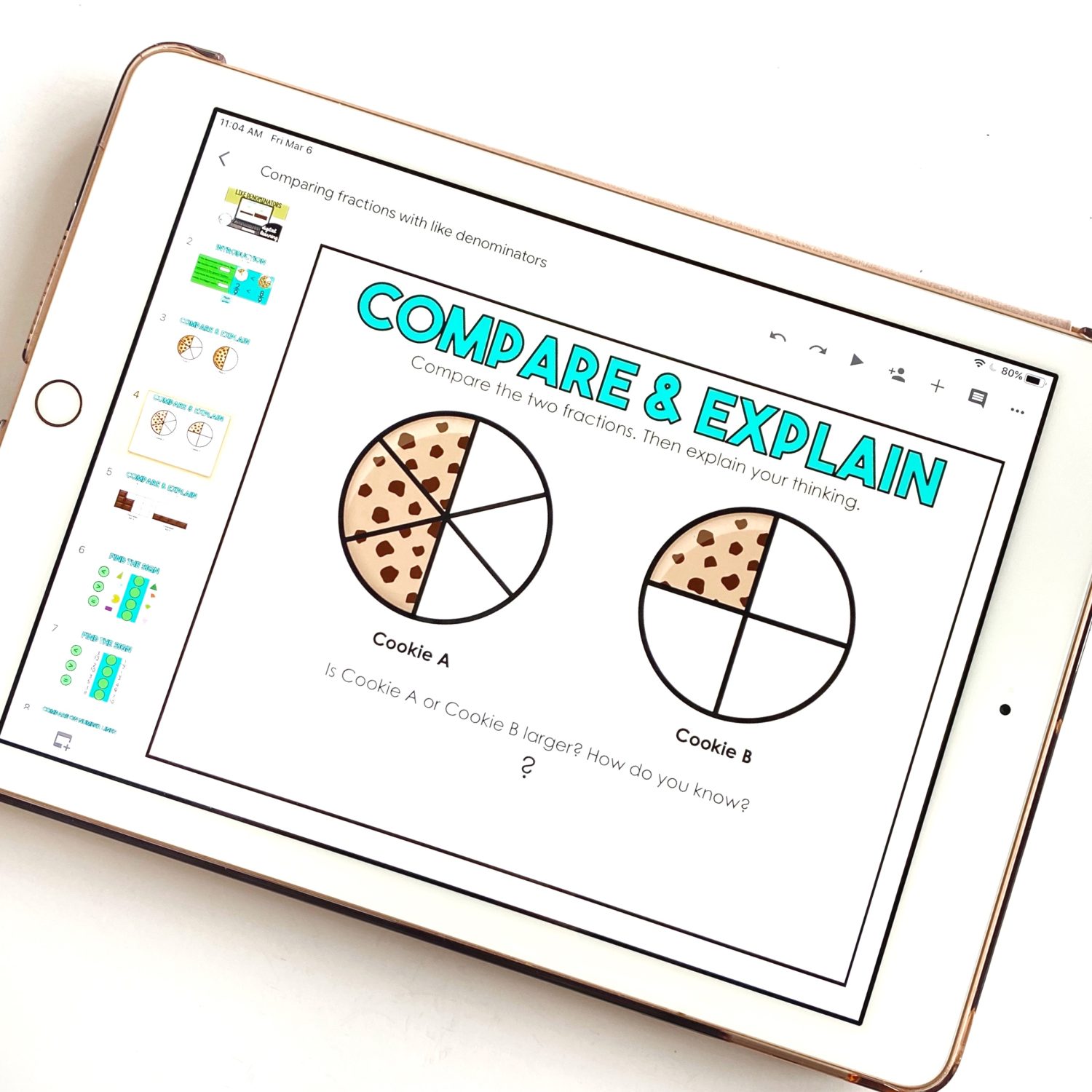 Digital Activities for Comparing Fractions - Glitter in Third
