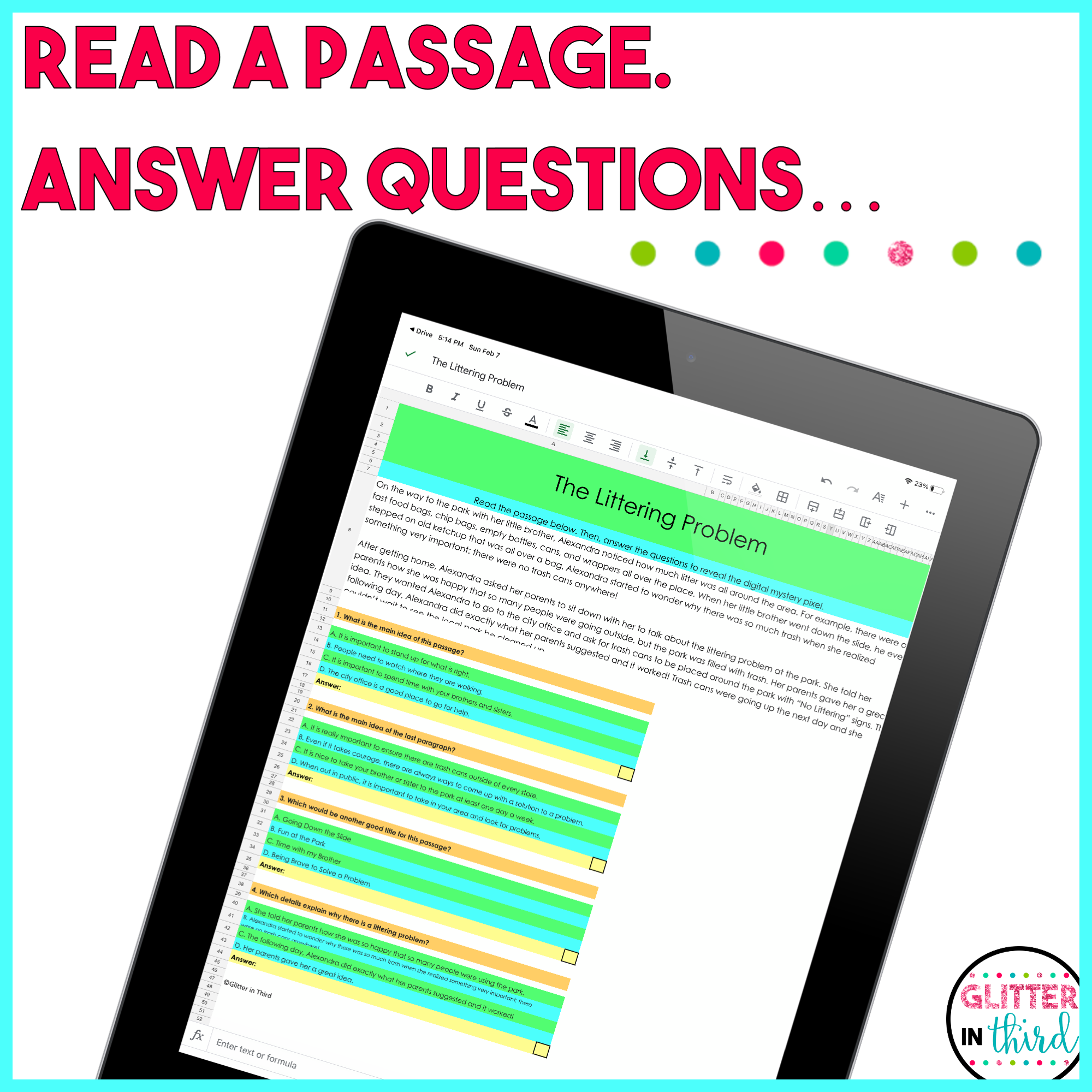 Fun Reading Comprehension Activities for Your Classroom - Glitter in Third