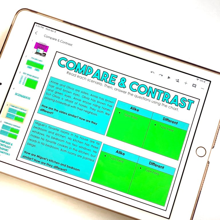 Compare & contrast activities for students - Glitter in Third