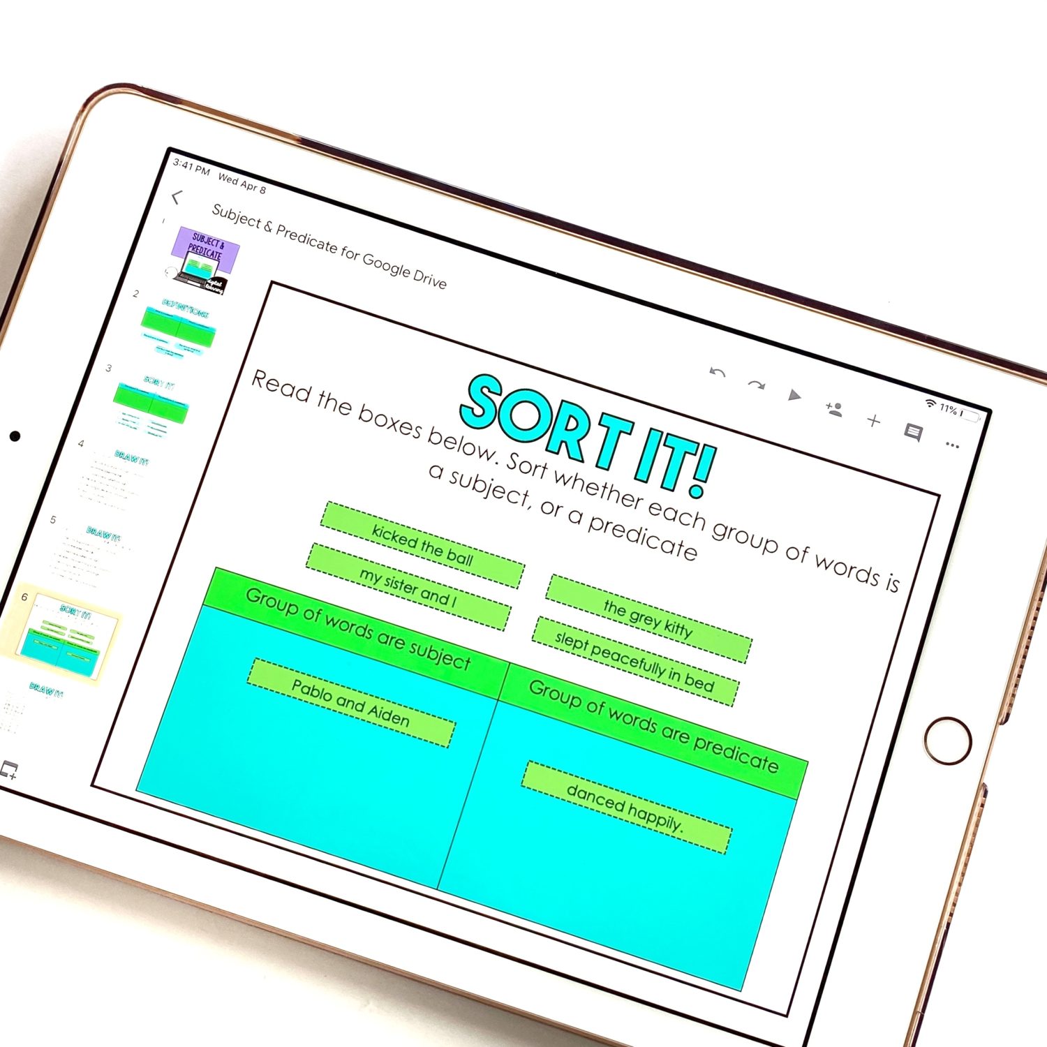 Digital Games and Activities for Subject and Predicate - Glitter in Third