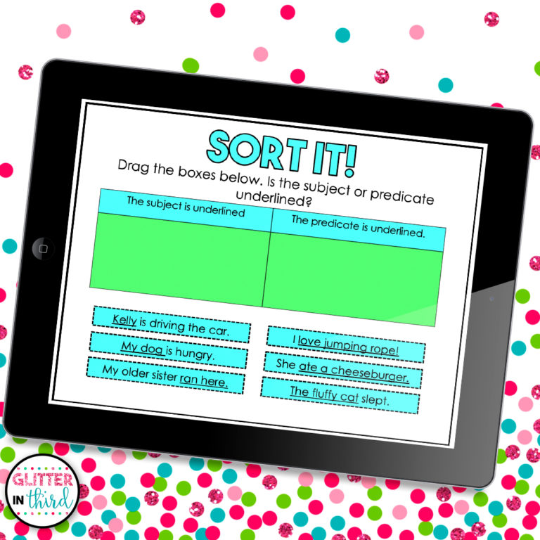 Digital Games and Activities for Subject and Predicate - Glitter in Third
