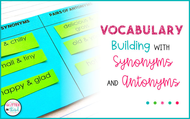 Vocabulary Building with Synonyms and Antonyms - Glitter in Third