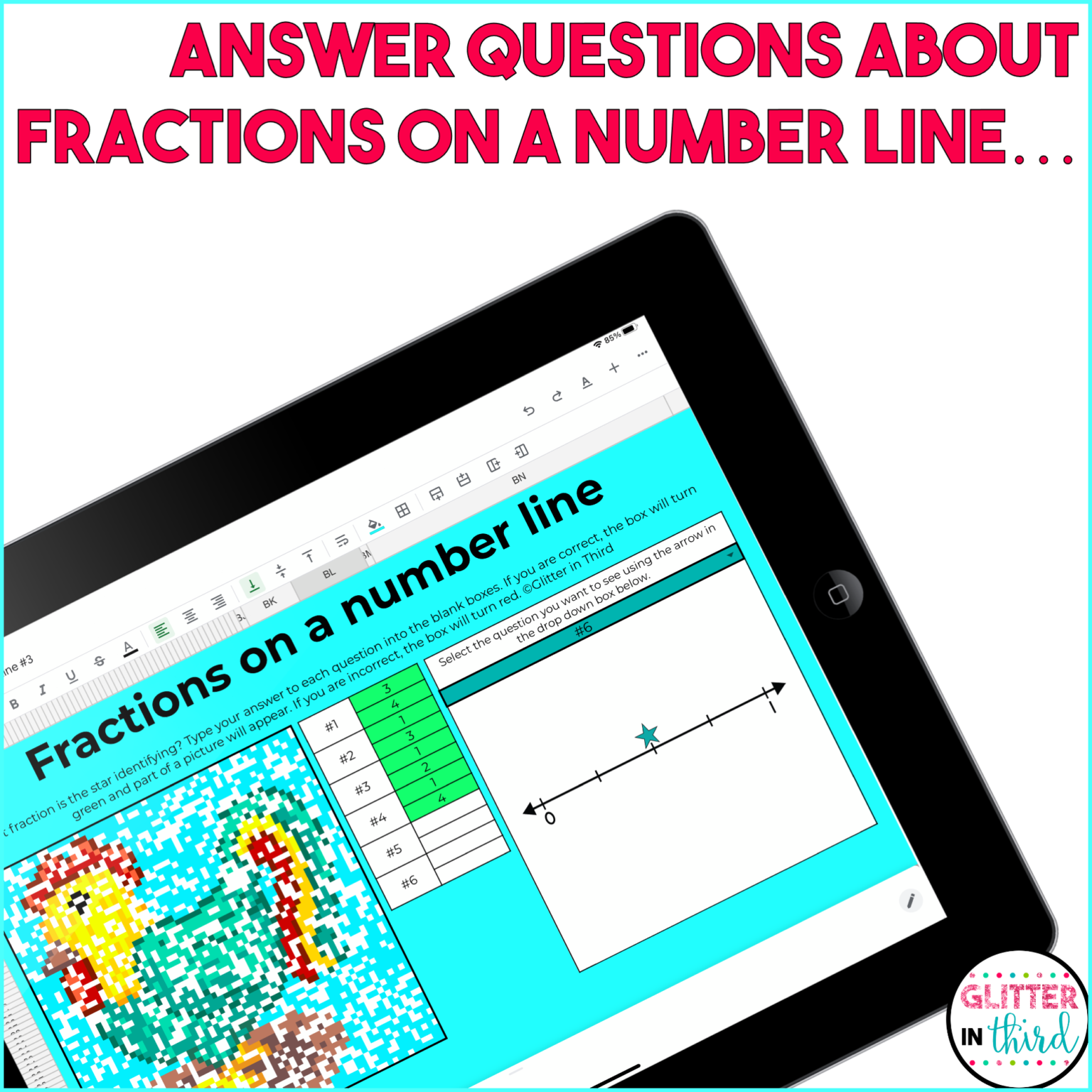 How to Teach 3rd Grade Fractions on a Number Line - Glitter in Third