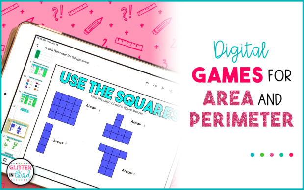 Digital Area and Perimeter Games to ENGAGE Students - Glitter in Third