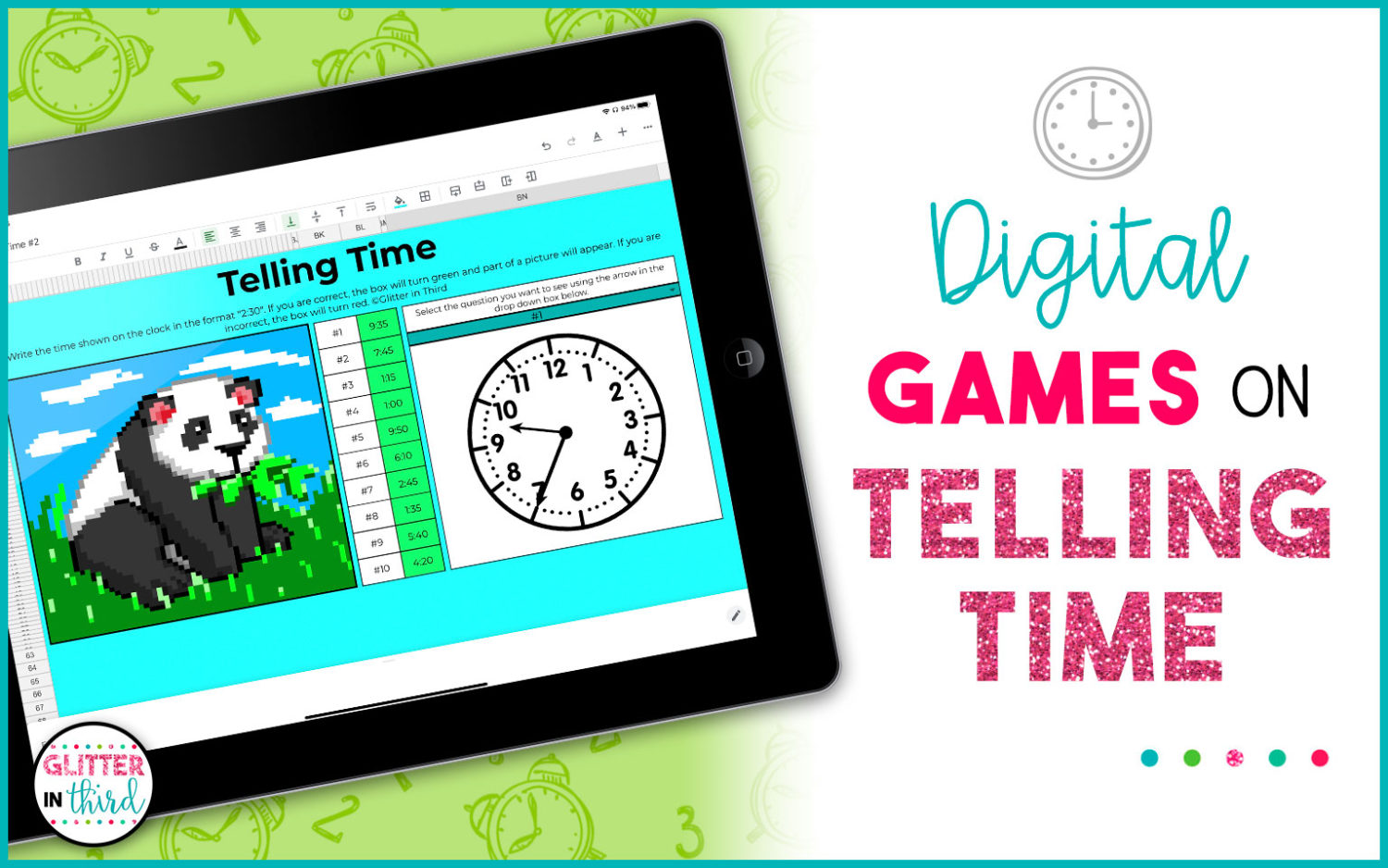 The BEST Telling Time Online Games - Glitter in Third