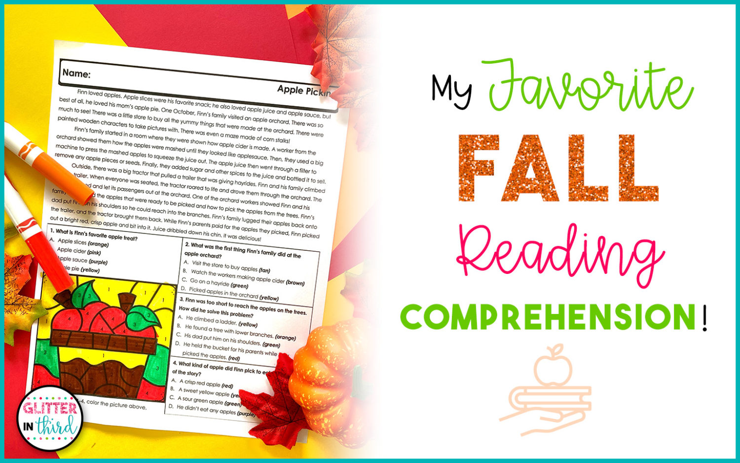 My FAVORITE Fall Worksheet Activities for 3rd Grade - Glitter in Third
