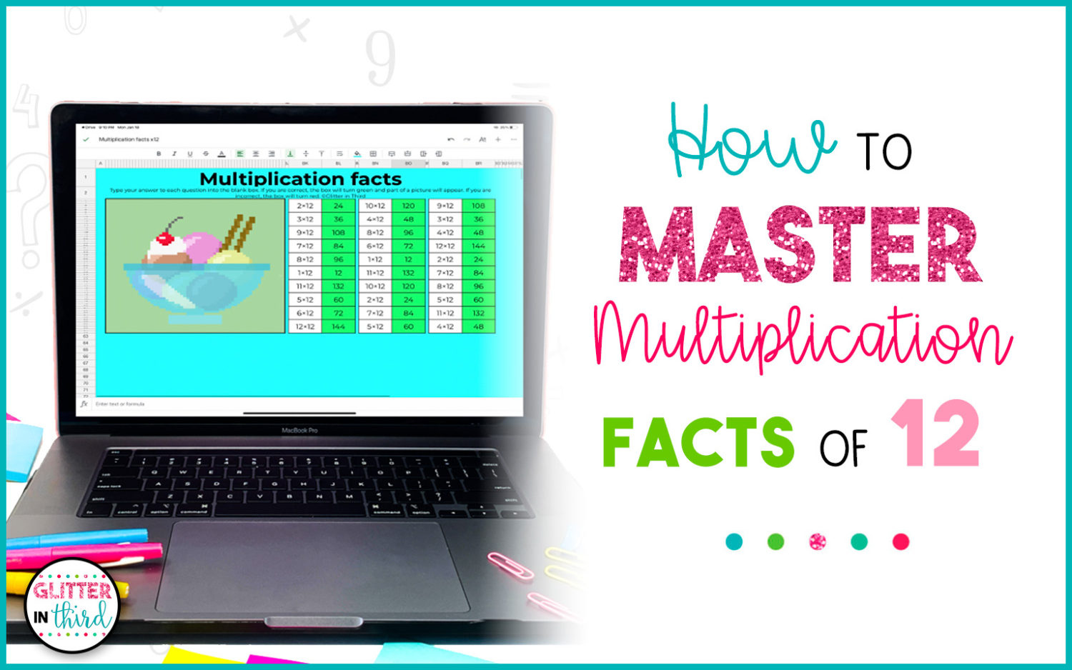 How to MASTER Multiplication Times Table of 12 - Glitter in Third