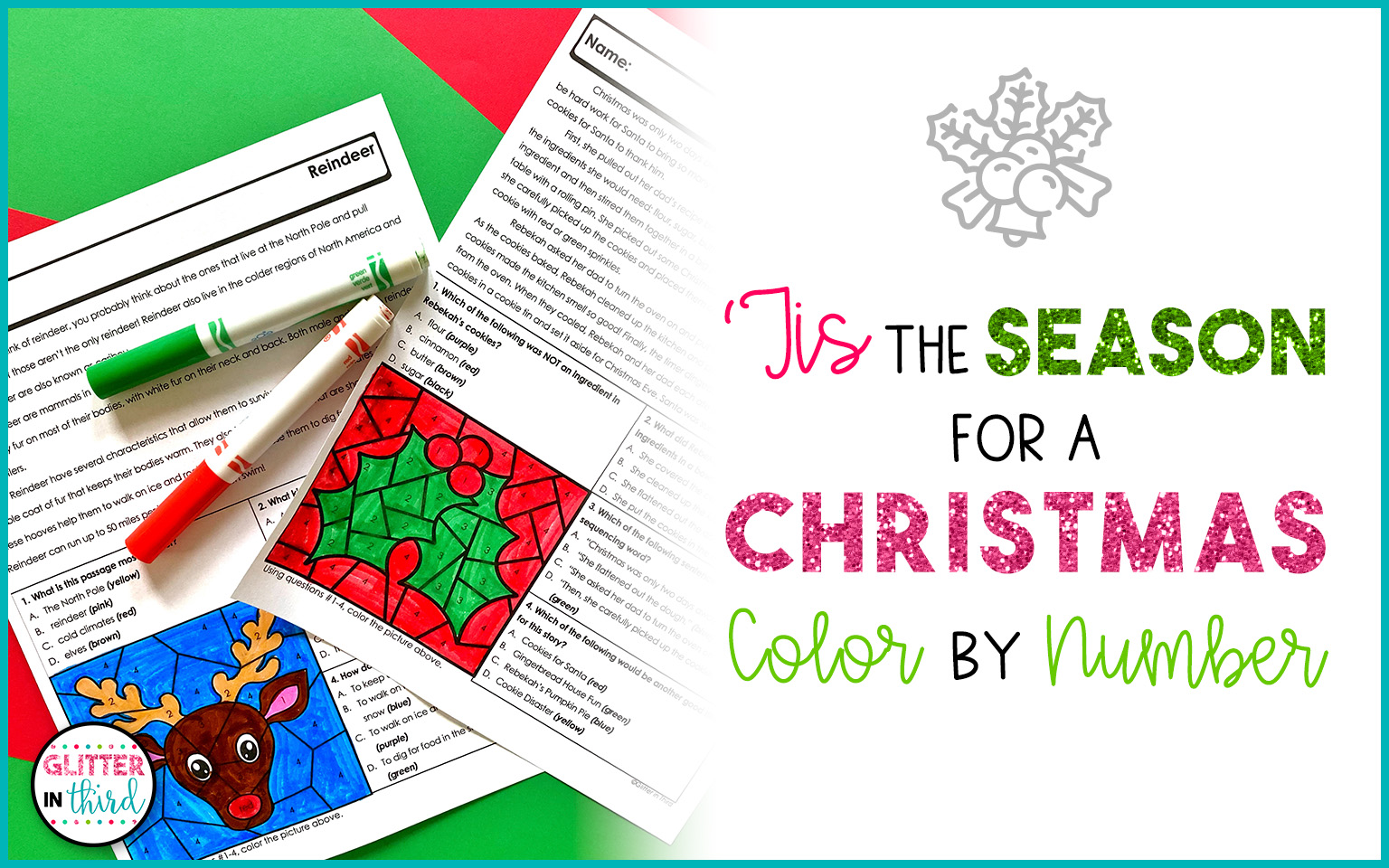 'Tis the Season for a Christmas Color By Number Worksheet! - Glitter in ...