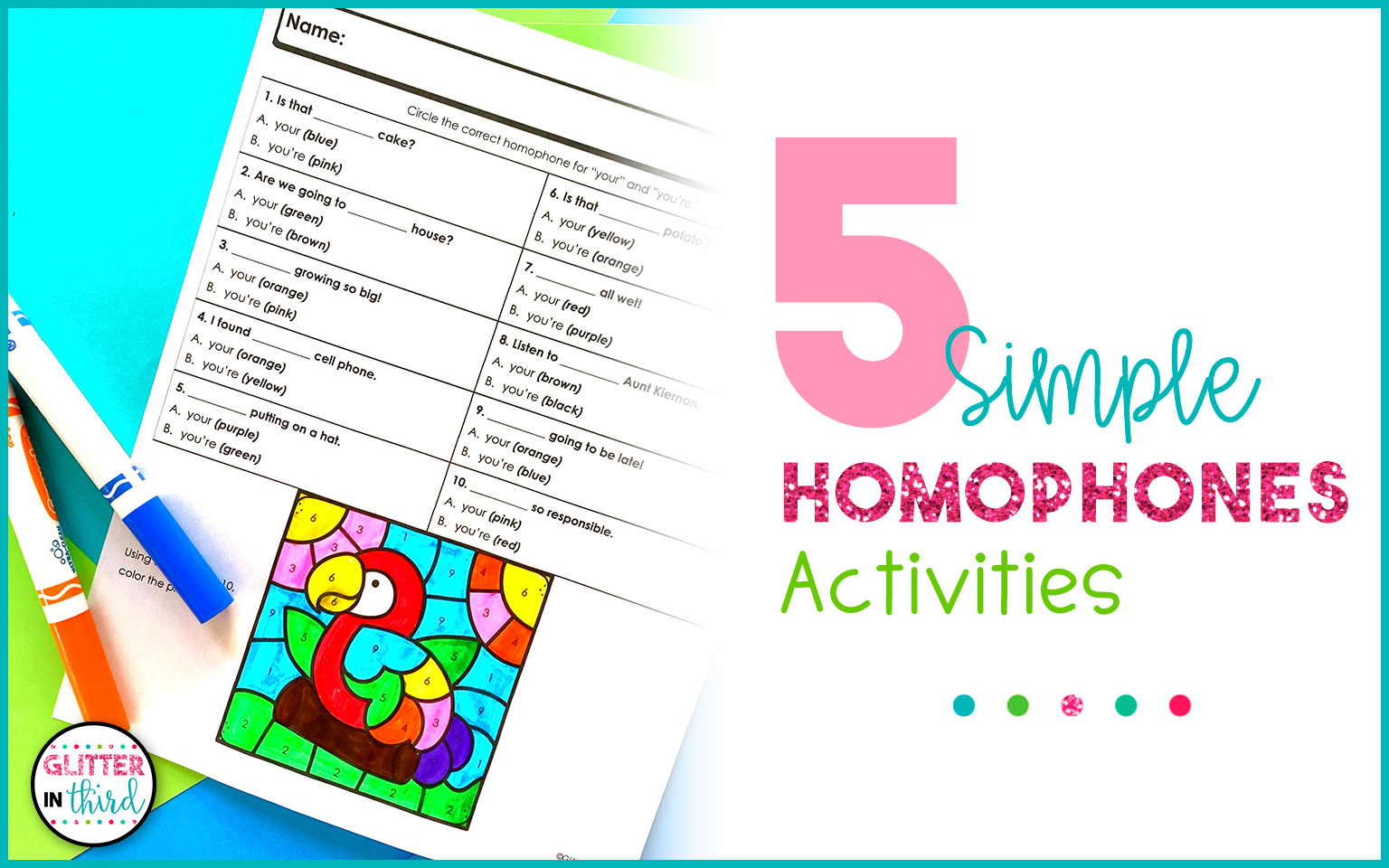 5 Simple Homophones Activities - Glitter in Third