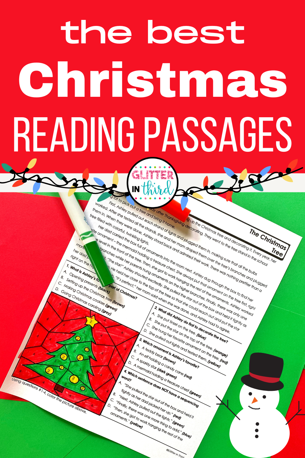 Christmas Reading Comprehension to ENGAGE and ASSESS Students - Glitter ...
