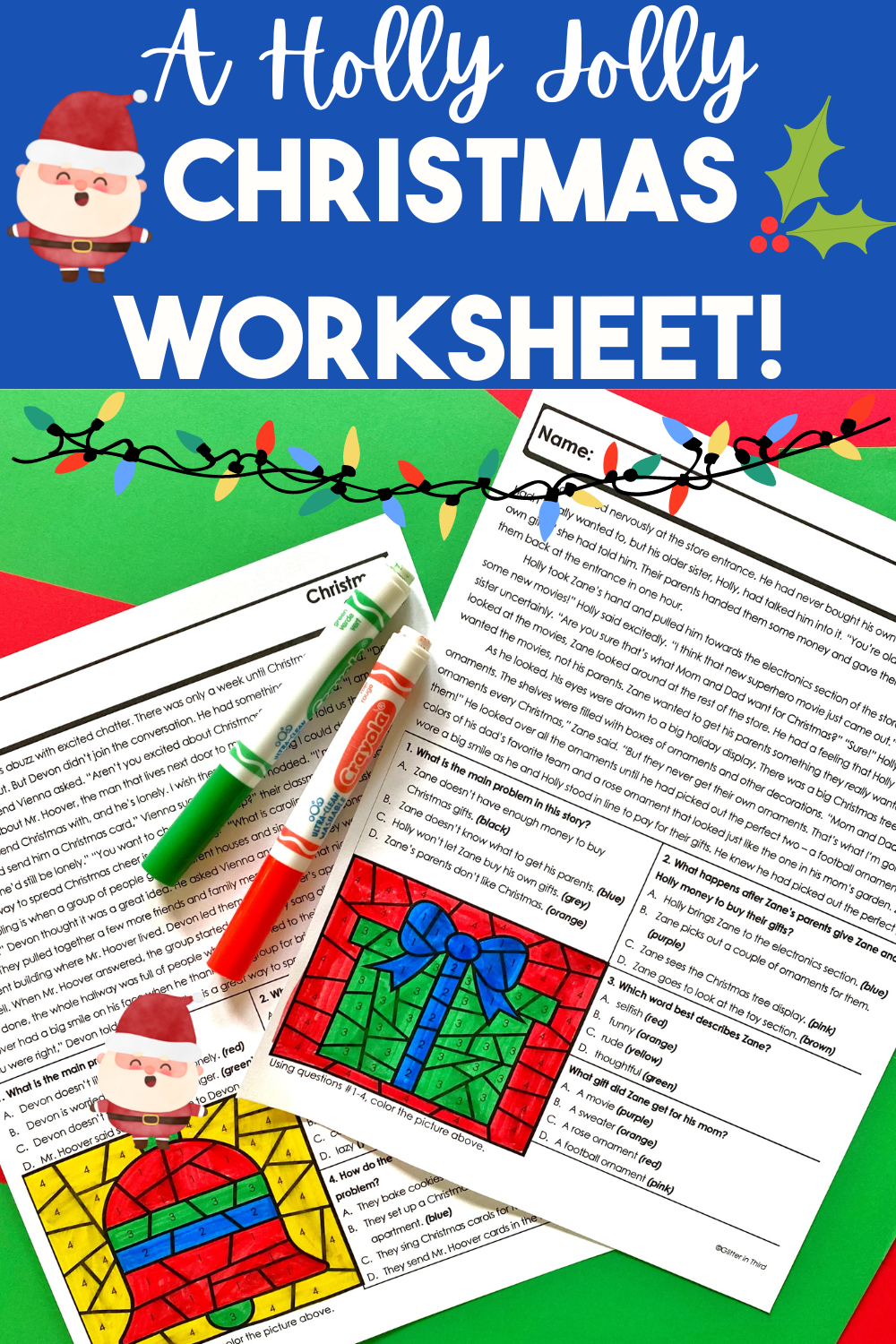 Have a Holly Jolly CHRISTMAS PRINTABLE WORKSHEET! - Glitter in Third