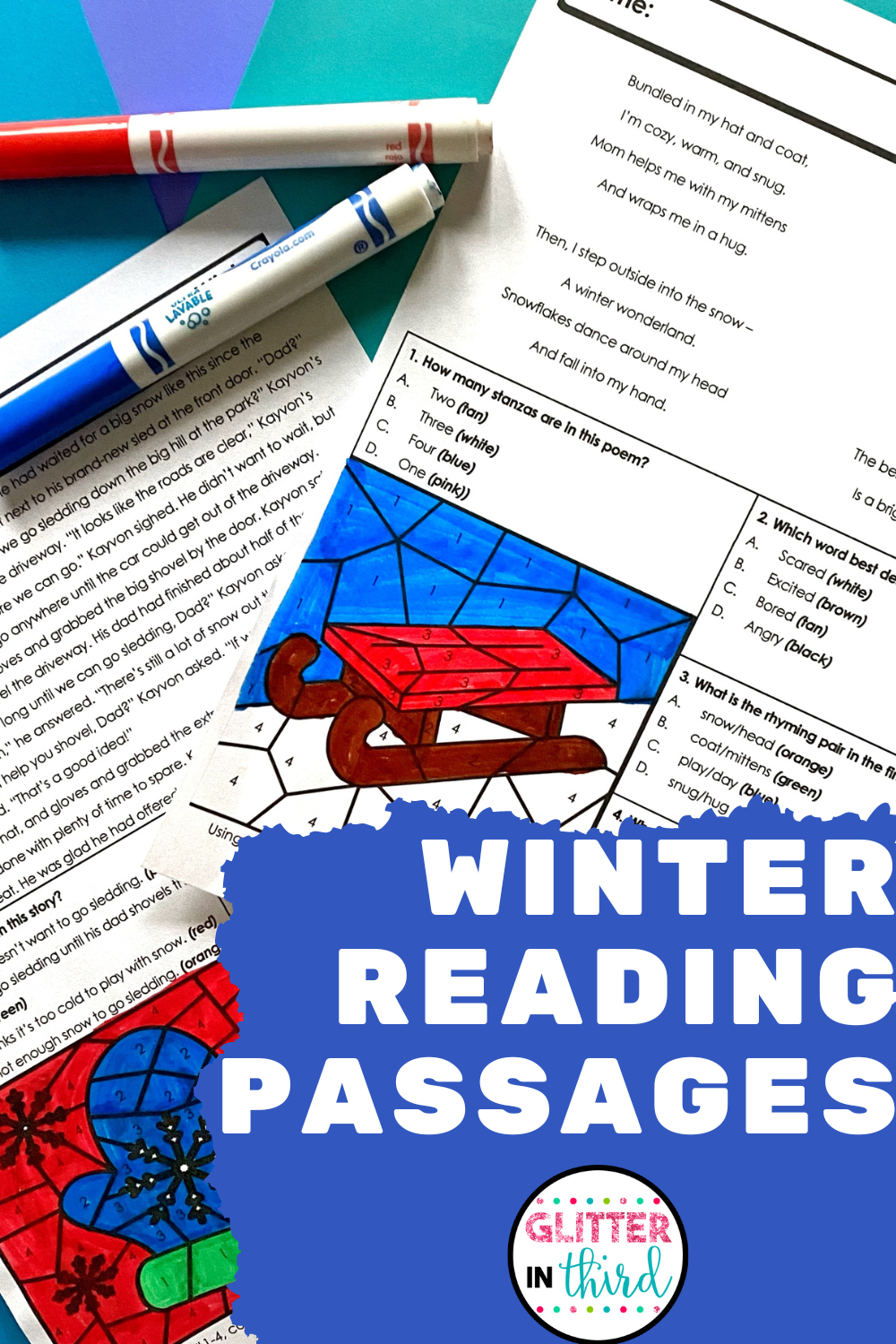 The BEST Winter Color By Number Worksheets - Glitter in Third