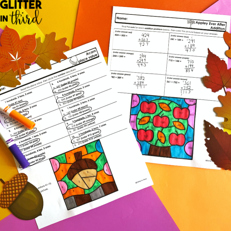 Fun Fall Math Worksheets Your Students Will Love! - Glitter in Third
