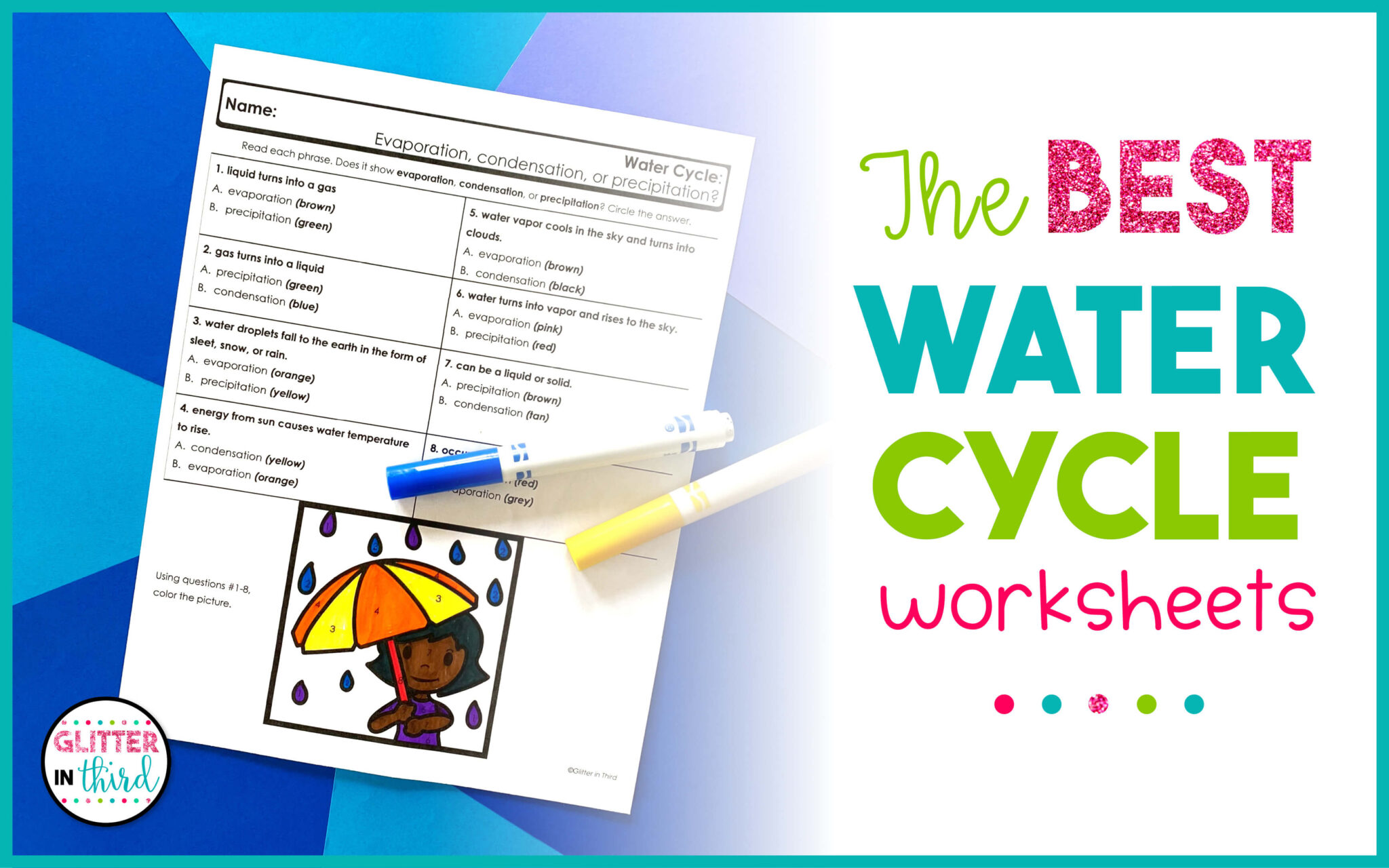 The BEST Water Cycle Worksheets - Glitter in Third