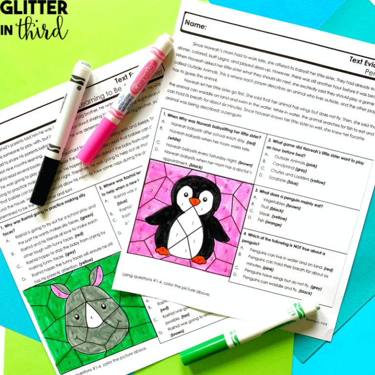 Text Evidence Worksheets That Students Will Enjoy - Glitter in Third