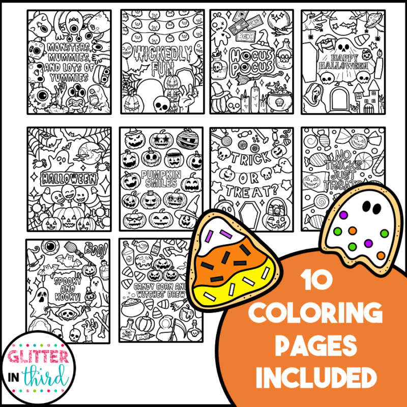 Halloween Coloring Pages Sheets - Glitter in Third