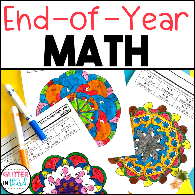 End of Year Math Worksheets - Glitter in Third