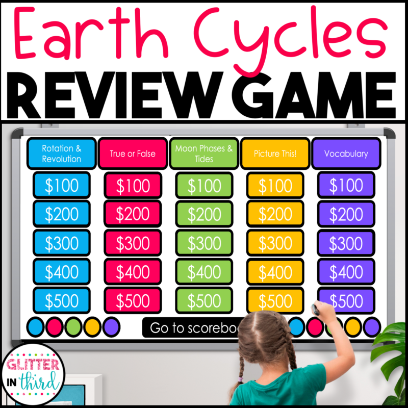 Earth Cycles Rotation & Revolution Review Game - Glitter in Third