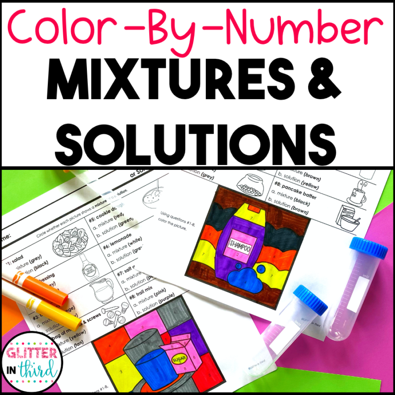 5th Grade Science SOL Color-By-Number Worksheets BUNDLE - Glitter in Third
