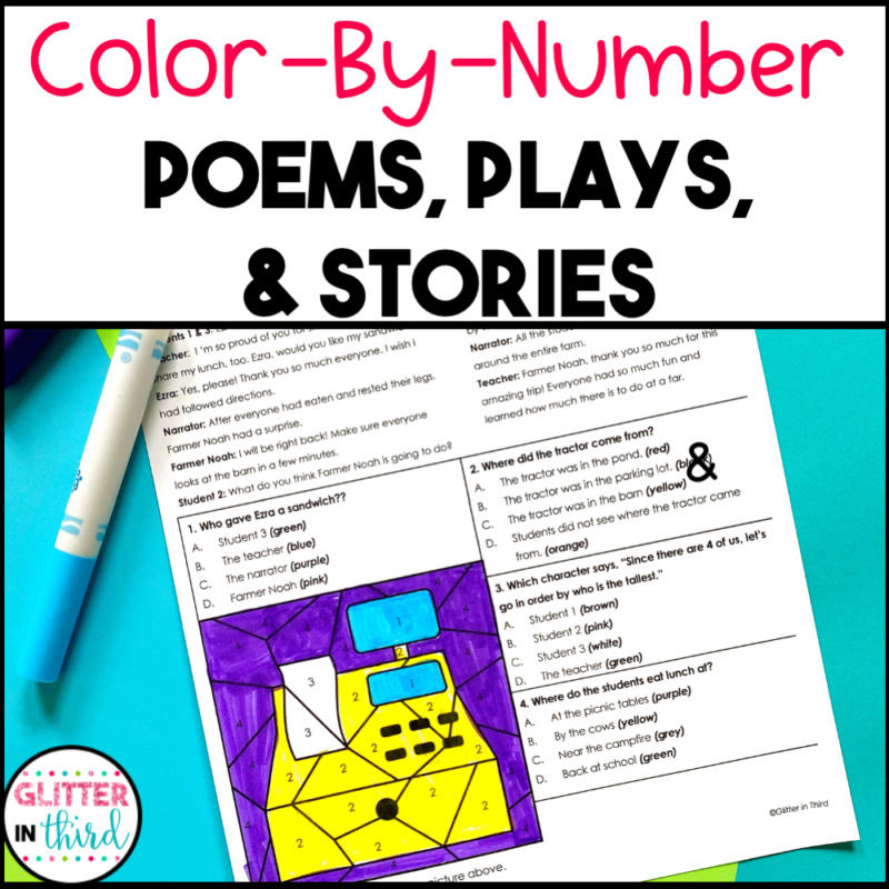 3rd Grade Reading Comprehension Passages and Questions Color By Number ...