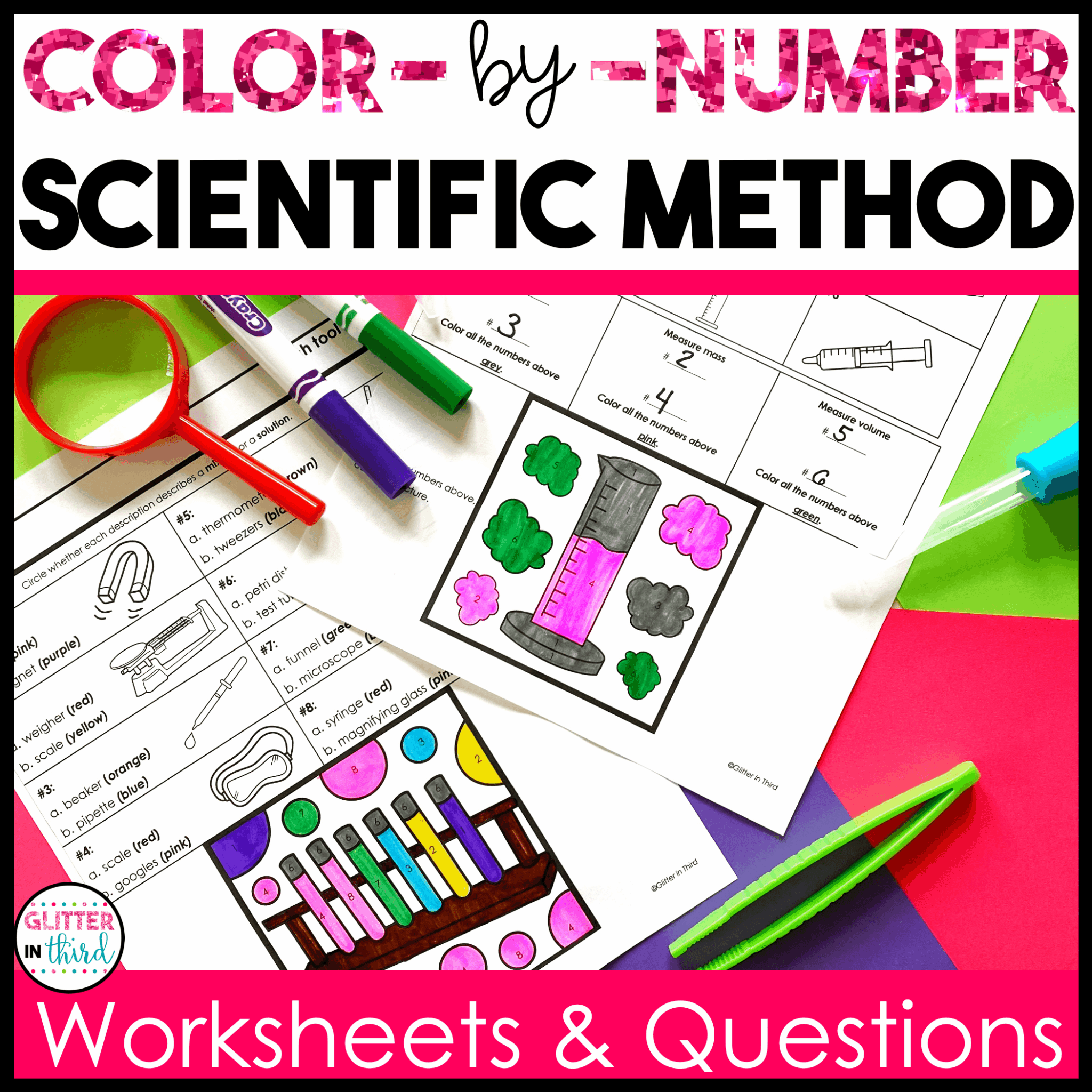 Scientific Method Worksheets Color-By-Numbers - Glitter in Third