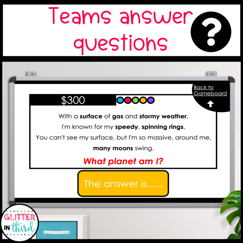 Planets, Sun, Earth, Moon Review Game - Glitter in Third