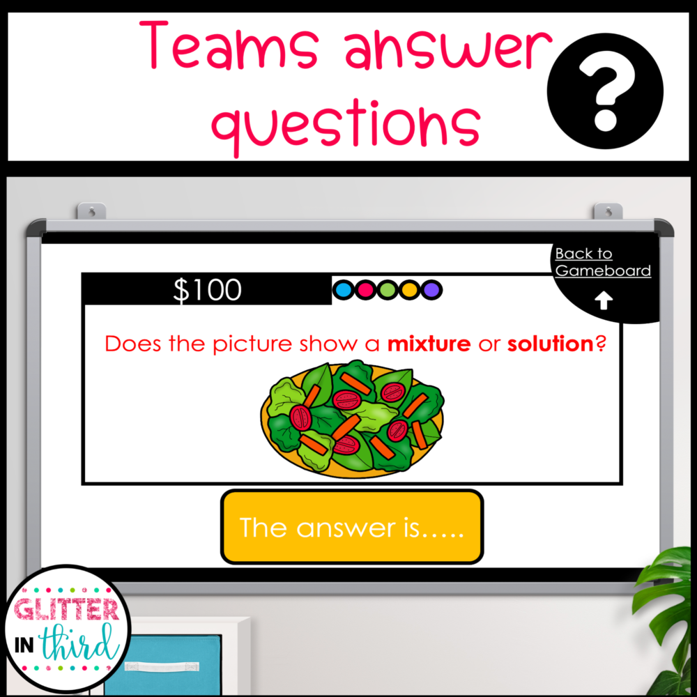 Mixtures and Solutions Review Game - Glitter in Third