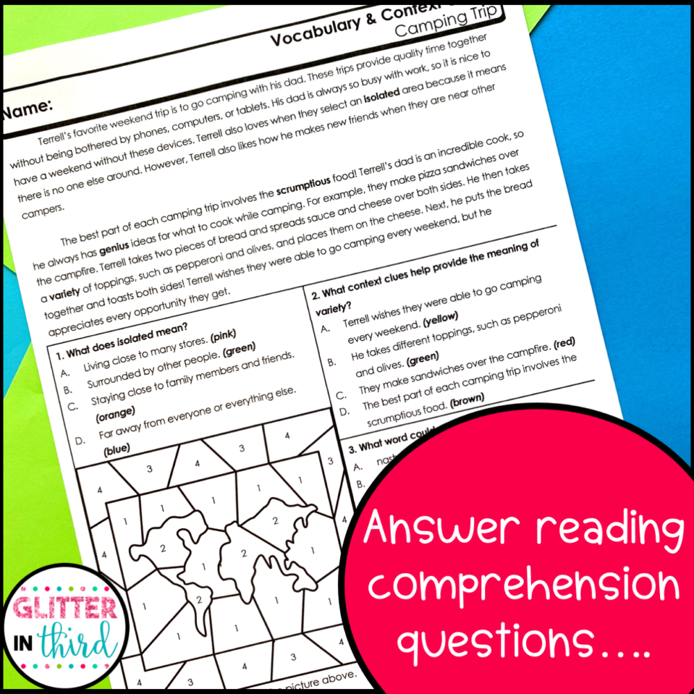 3rd Grade Context Clues Worksheets Passages Reading Comprehension ...