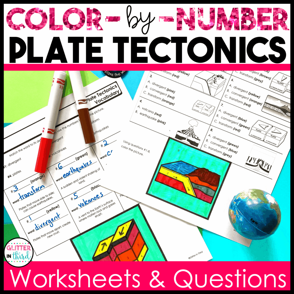 Plate Tectonics Worksheets Color-By-Numbers Science SOL 5.8a 5.8b ...