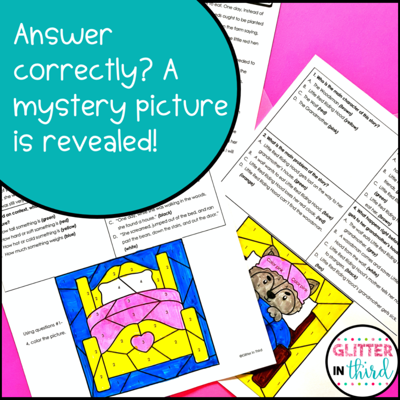 Fairy Tales Color-By-Number Passage Worksheet - Glitter in Third