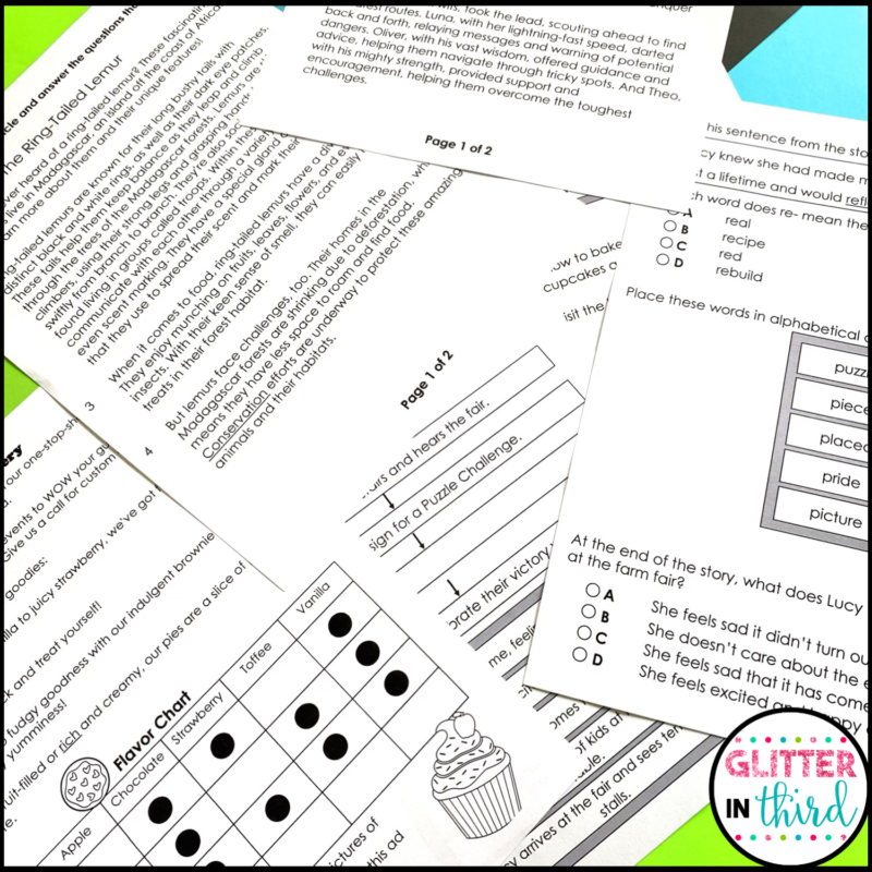 5th Grade Reading SOL Review Practice - Glitter in Third