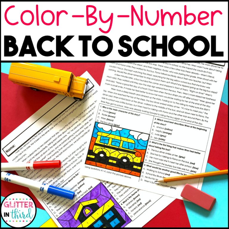 Back to School Reading Comprehension Worksheet Color-By-Number ...