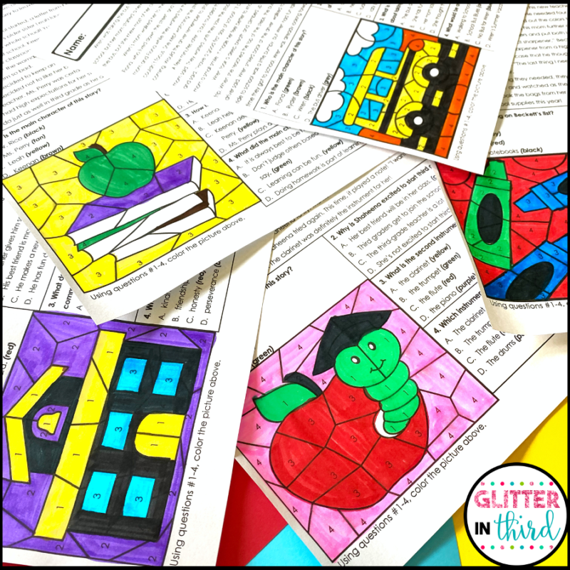 Back to School Reading Comprehension Worksheet Color-By-Number ...