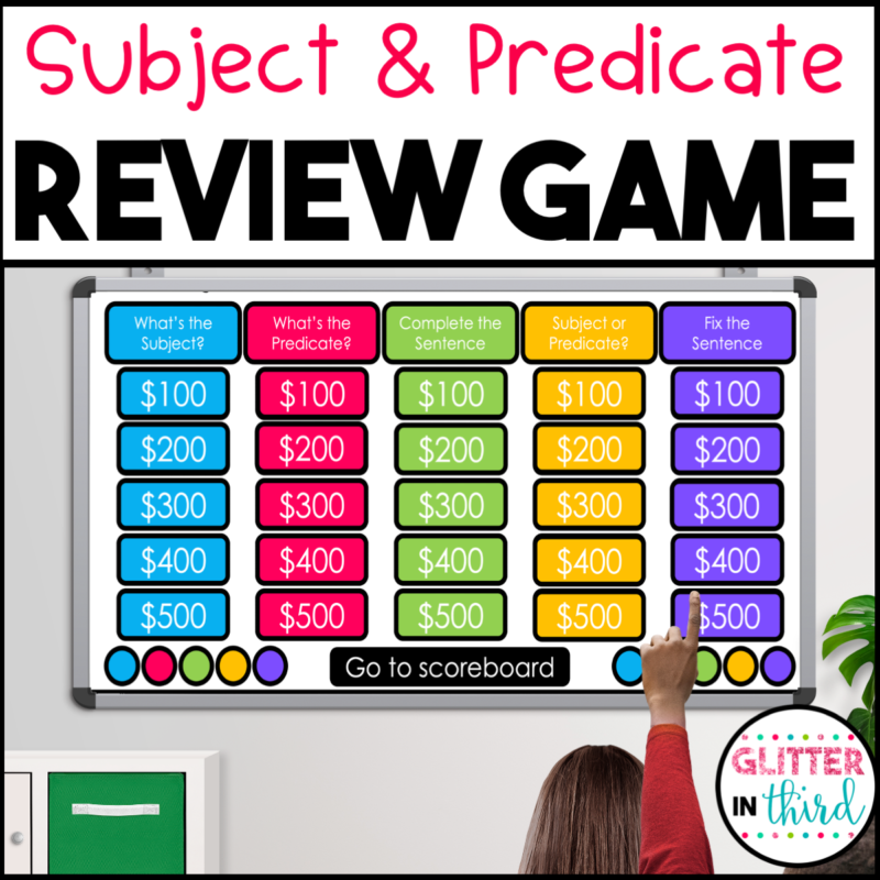 Subject and Predicate Grammar Review Game - Glitter in Third