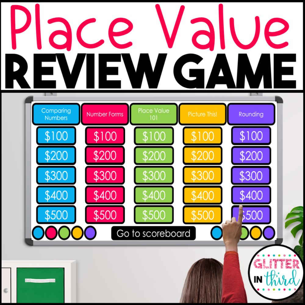 3rd Grade Place Value and Rounding Review Game - Glitter in Third