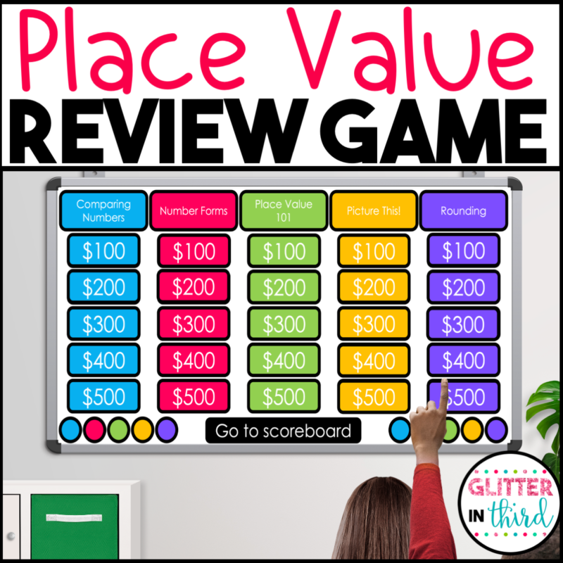 3rd Grade Place Value and Rounding Review Game - Glitter in Third