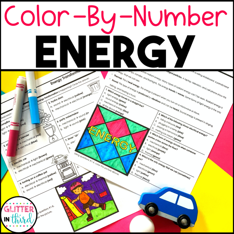 Forms of Energy Worksheets Color-By-Numbers Science SOL 5.2 - Glitter ...