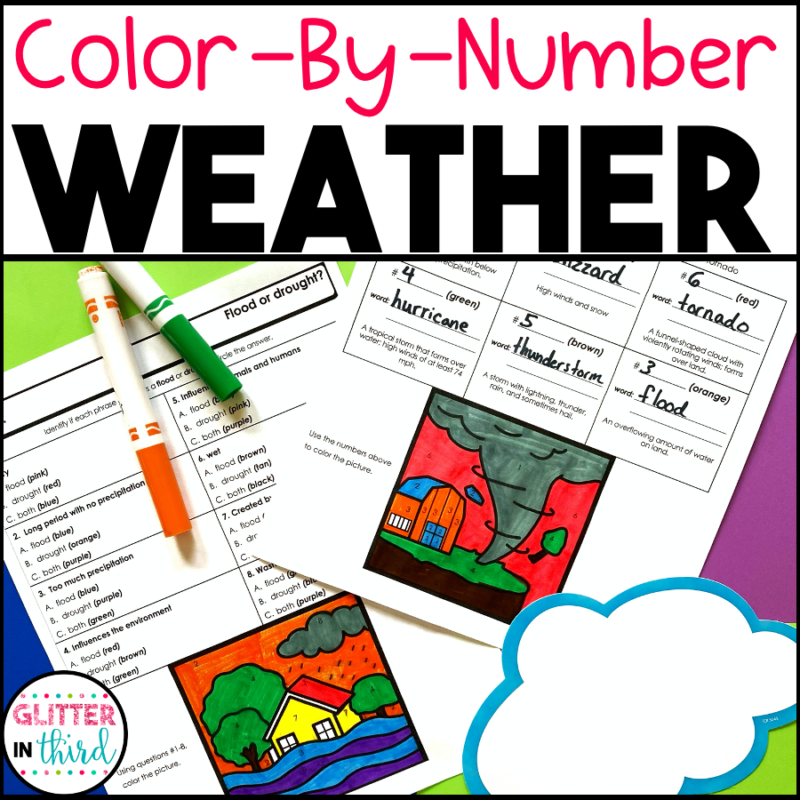 Weather and Climate Worksheets Color-By-Numbers Science SOL 4.4 ...