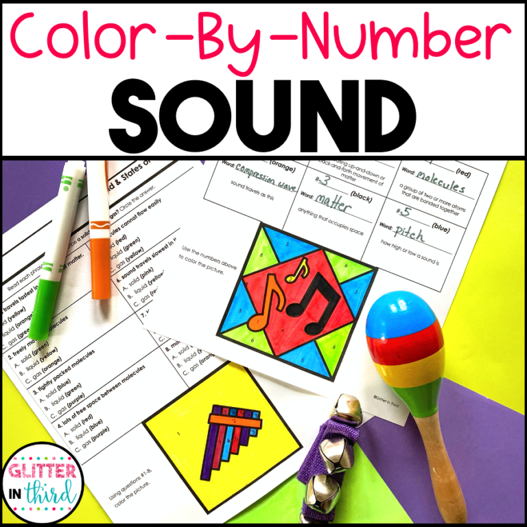 5th Grade Science SOL Color-By-Number Worksheets BUNDLE - Glitter in Third