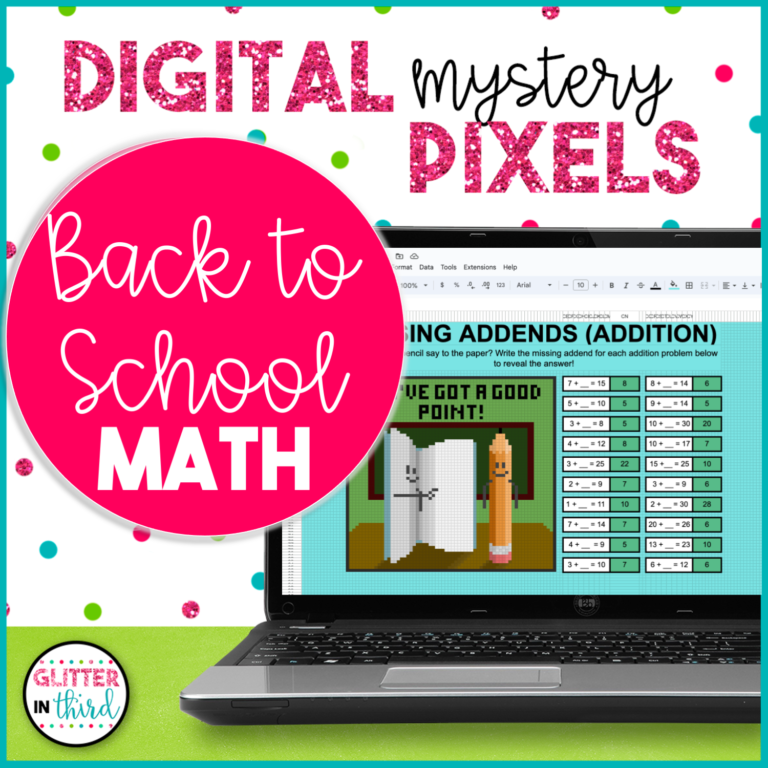 3rd Grade Back to School Pixel Art Math Activities - Glitter in Third