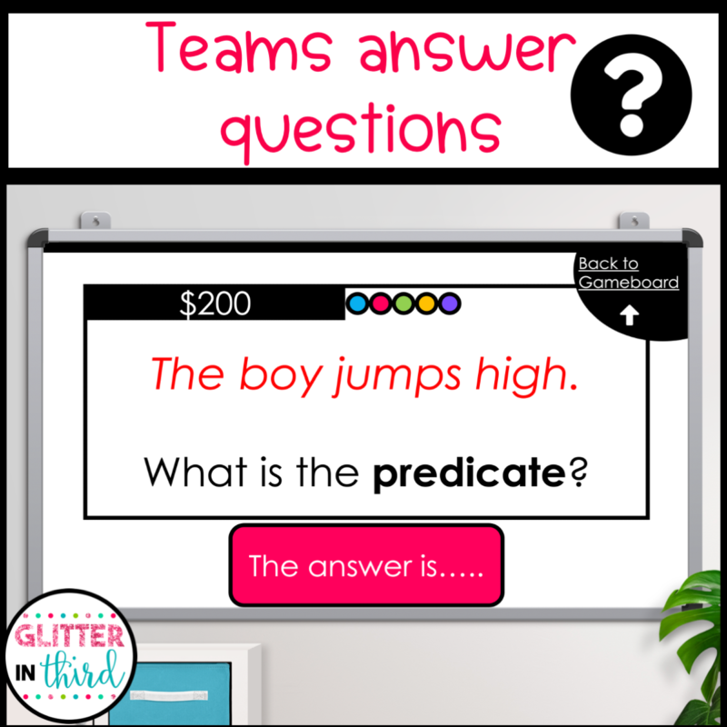 Subject and Predicate Grammar Review Game - Glitter in Third