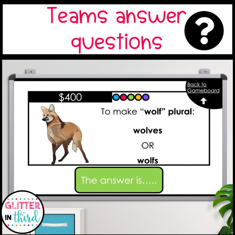 Singular and Plural Nouns Grammar Review Game - Glitter in Third