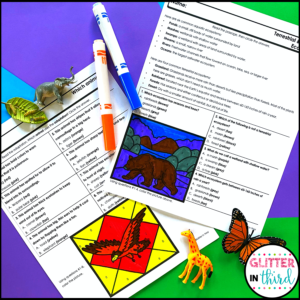 Animal Habitats & Ecosystems Worksheets Color-By-Numbers - Glitter in Third