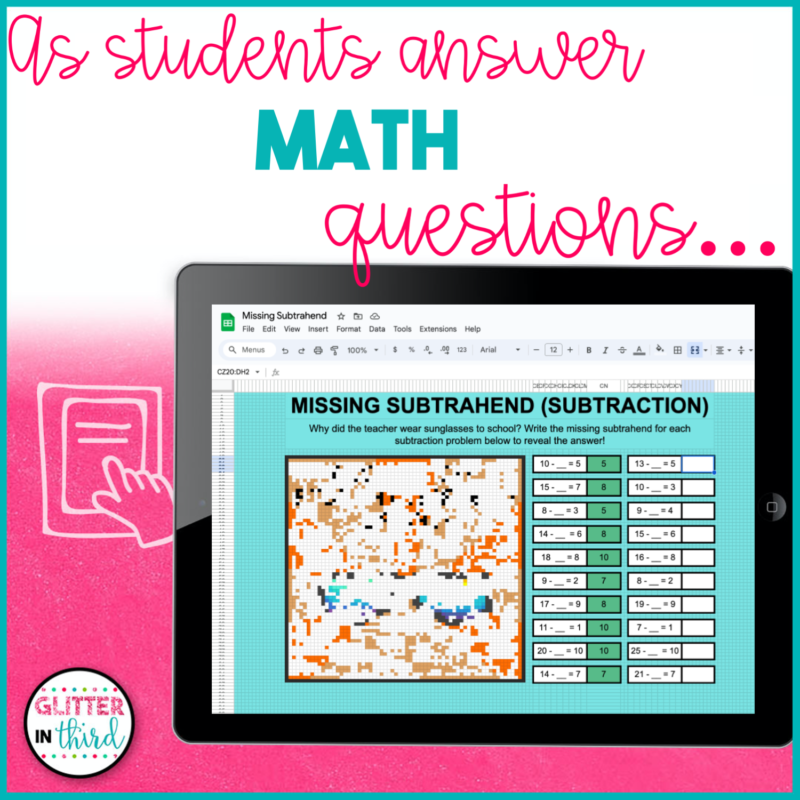 3rd Grade Back to School Pixel Art Math Activities - Glitter in Third