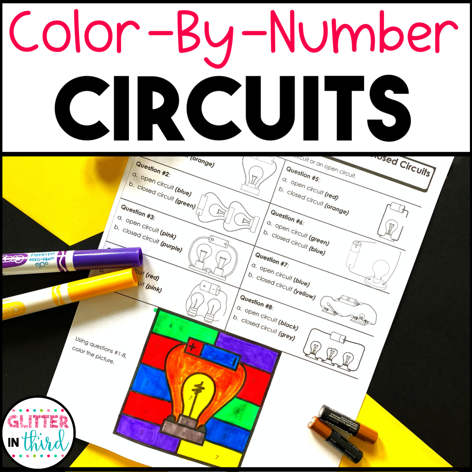 5th Grade Science SOL Color-By-Number Worksheets BUNDLE - Glitter in Third